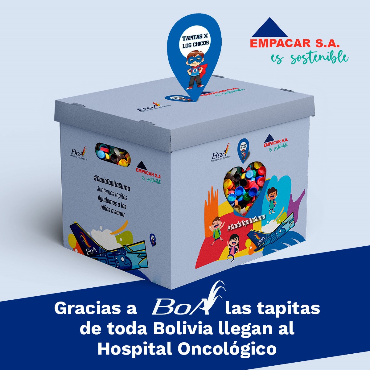 Fundación “Tapitas x Los Chicos” despega en toda Bolivia de la mano de BOA y Empacar - Empacar